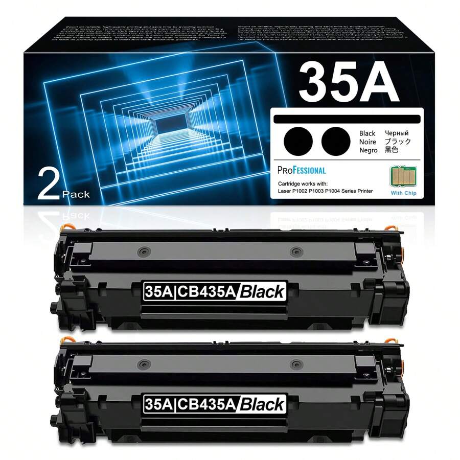 CB435A 35A Black Toner Cartridges,2-Pack (With Chip) Replacement ...