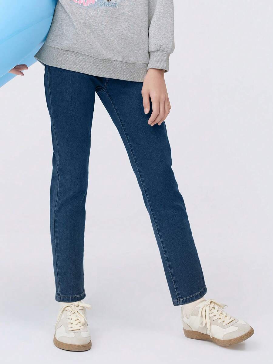 Balabala Tween Girl Blue Jeans Sweet Fashion Straight Leg Jeans, For ...