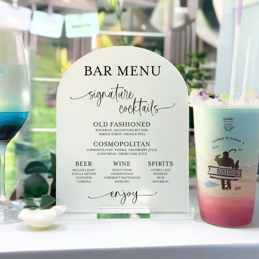 1pc Arch Bar Menu Sign Wedding Bar Sign Table Decorations Menu Drinks ...
