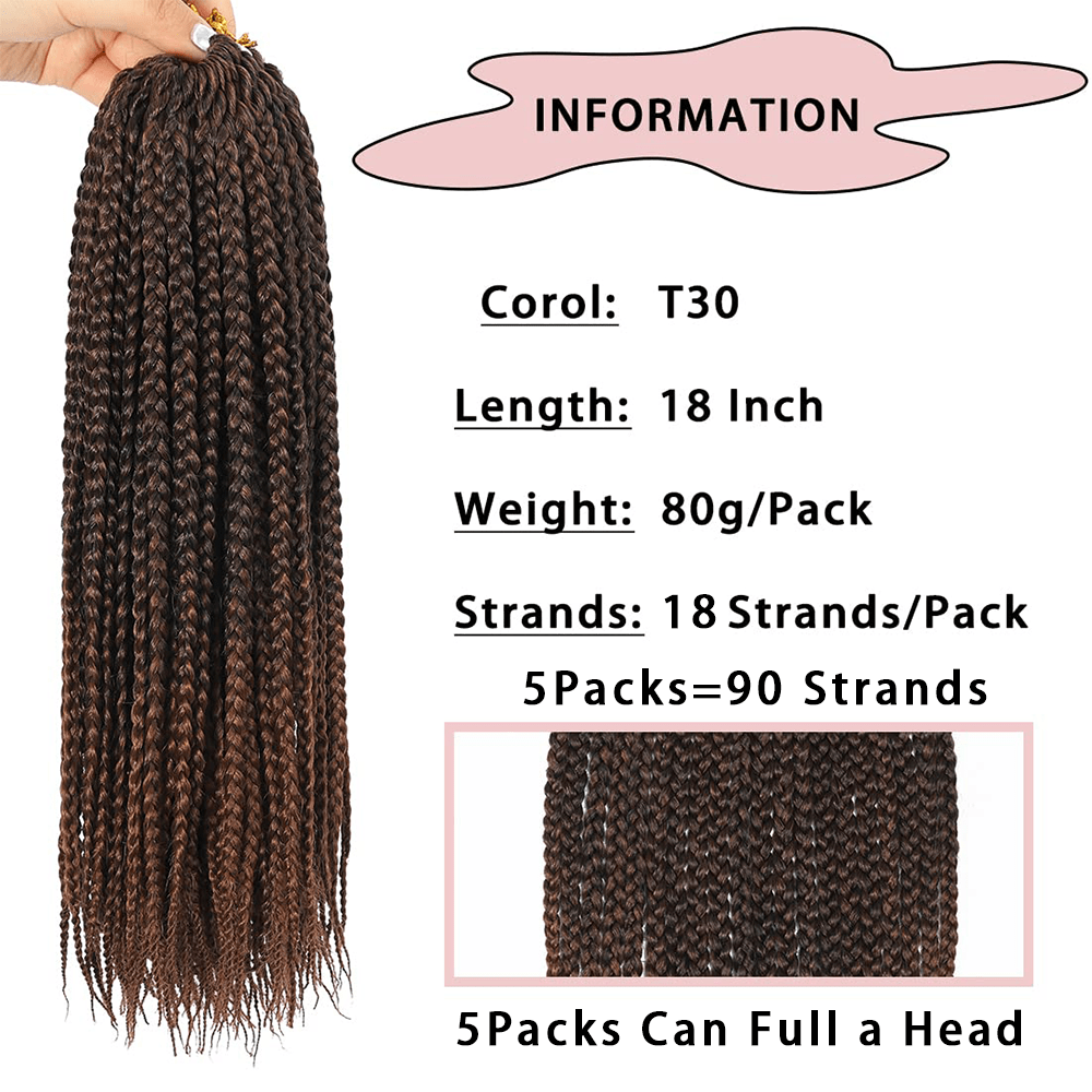 Crochet Box Braids 18 Inch 1/5 Packs Goddess Box Braids Crochet Hair ...