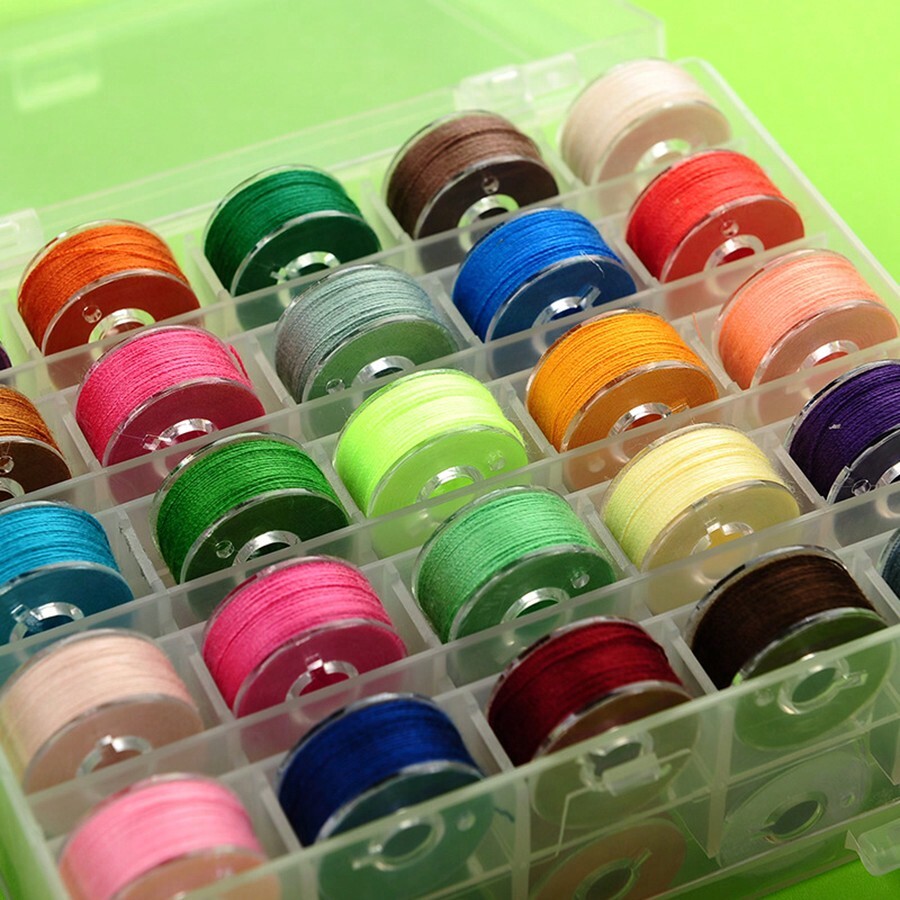 50Pcs Bobbins And Sewing Threads With Bobbin Case For Multiple Sewing ...