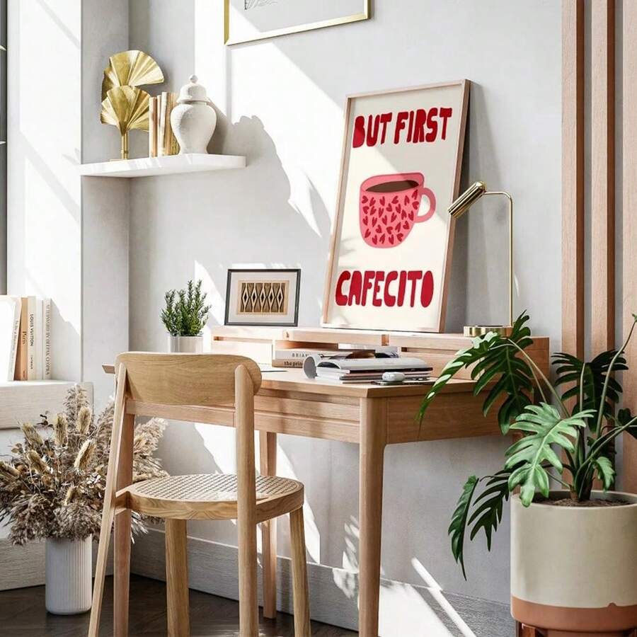 Impressão Aesthetic Rosa But First Cafecito, impressão Minimalista de ...