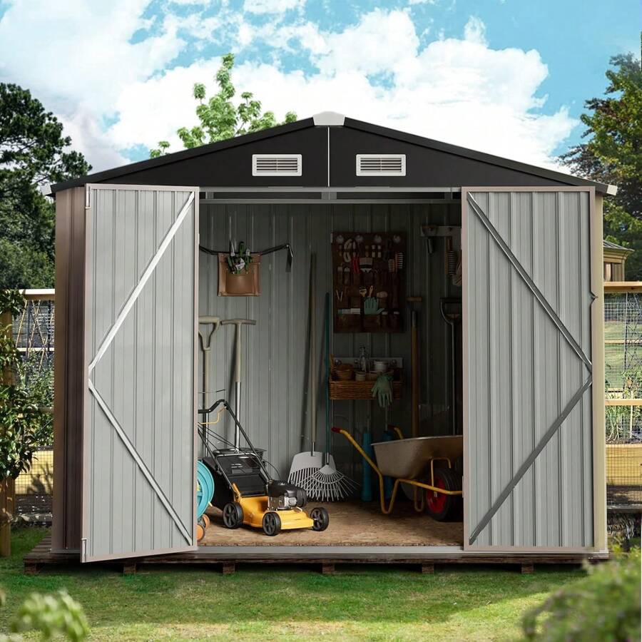 AOXUN AOXUN Storage Shed 6.4x3.6FT Outdoor Metal Storage Shed ...