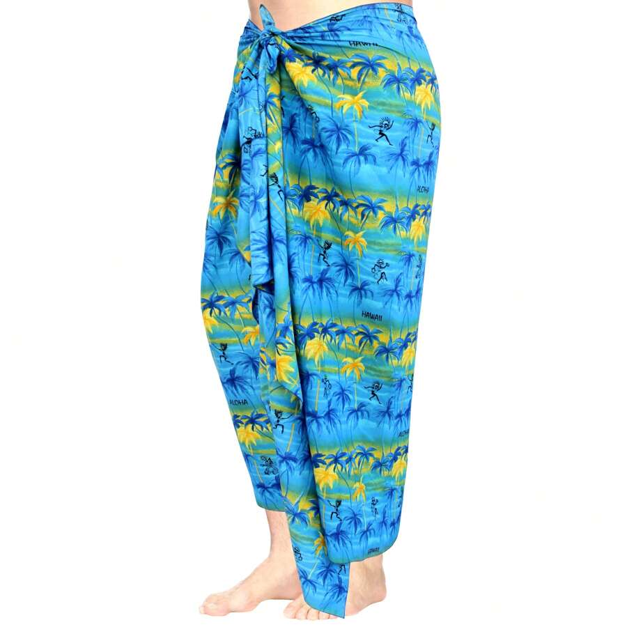 LA LEELA Men's Swimwear Cover Up Swim Wrap Beachwear Sarongs Beach Lava ...