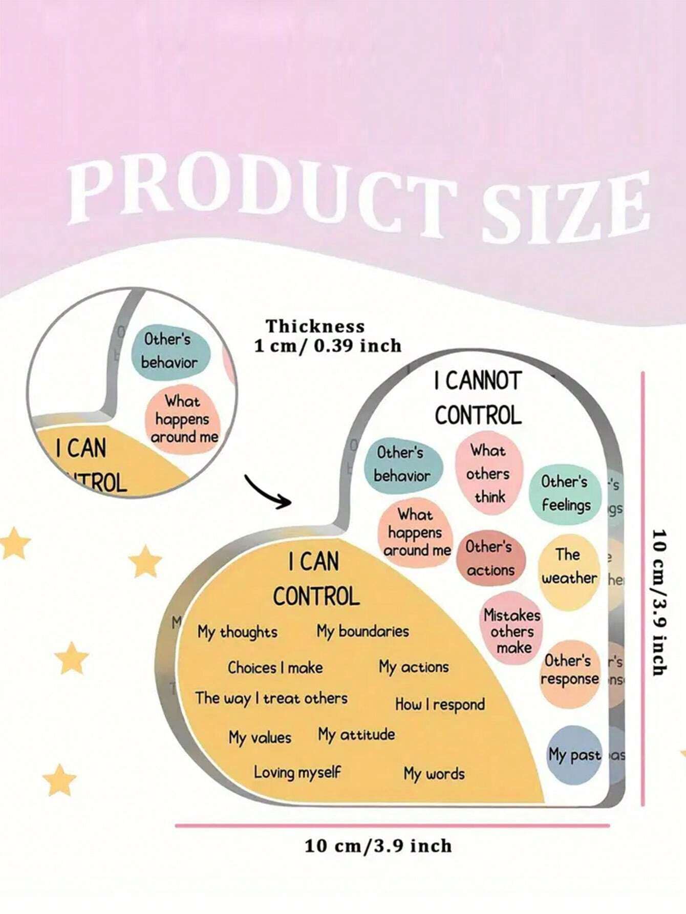 1PC "Things I Can/Can't Control" Mental Health Decor, Acrylic Heart ...