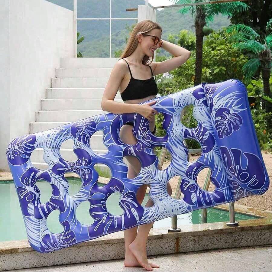 1pc Thickened Inflatable Water Floating Row Love Hole Floating Bed ...