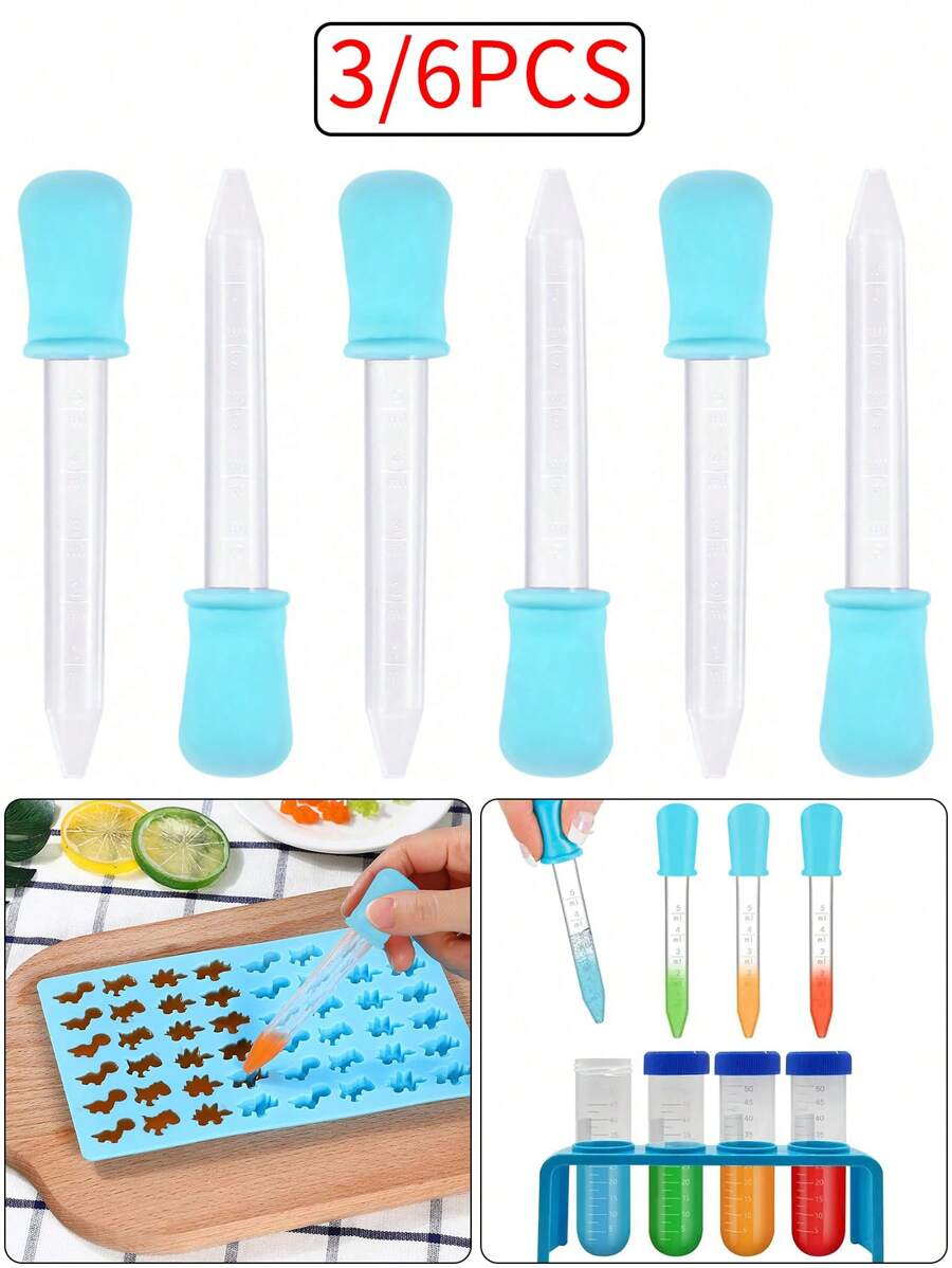 3/6 ชิ้นพลาสติกซิลิโคน Dropper DIY Pinchable Dropper (แต่ละ 5ml) สำหรับ ...