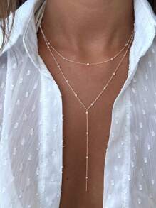 1pc Long Pendant Necklace Jewelry Y-Shaped Chain With Round Ball ...