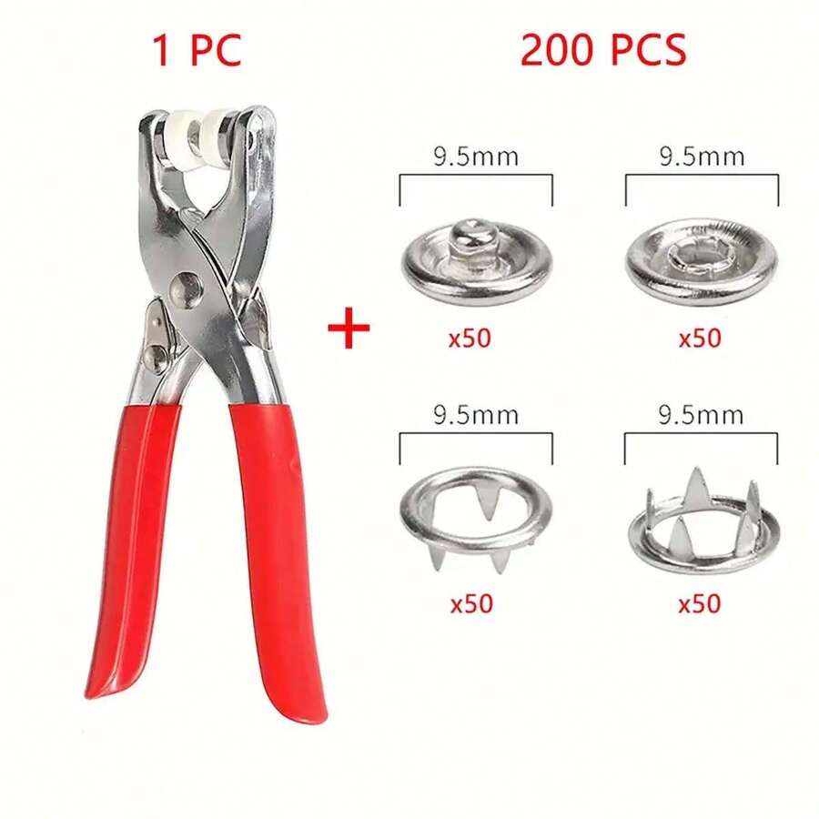 DIY Metal Snaps Buttons With Fastener Pliers Press Tool Kit For Sewing ...