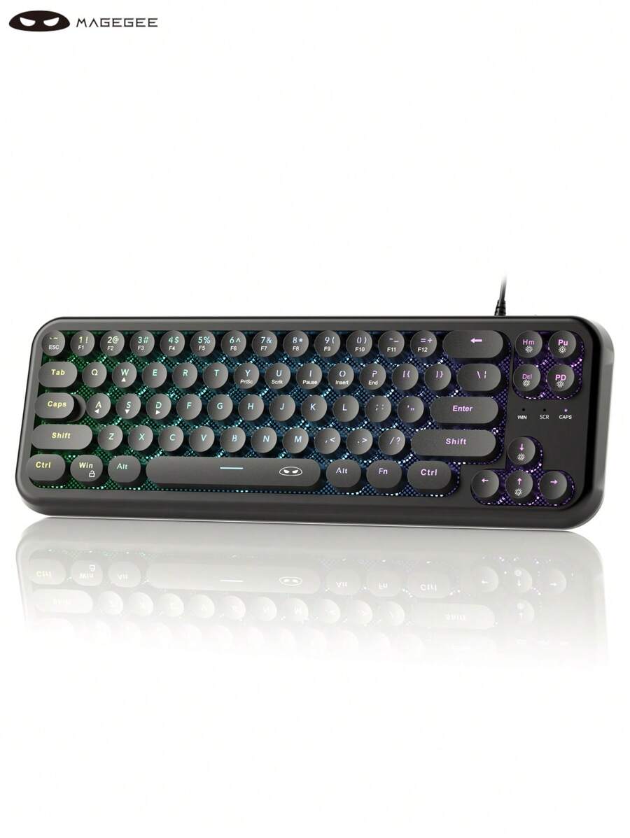 MageGee TS91 60% Round Keycaps Wired Keyboard 68 Keys RGB Backlight ...