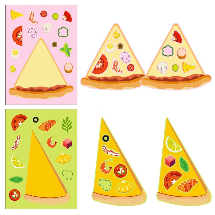 6 Sheets Make Pizza Stickers, Make Your Own Cute Food Stickers, Kawaii ...