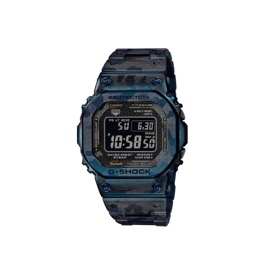 G-Shock Casio GMWB5000 Digital Titanium Blue Laser Camo Watch ...