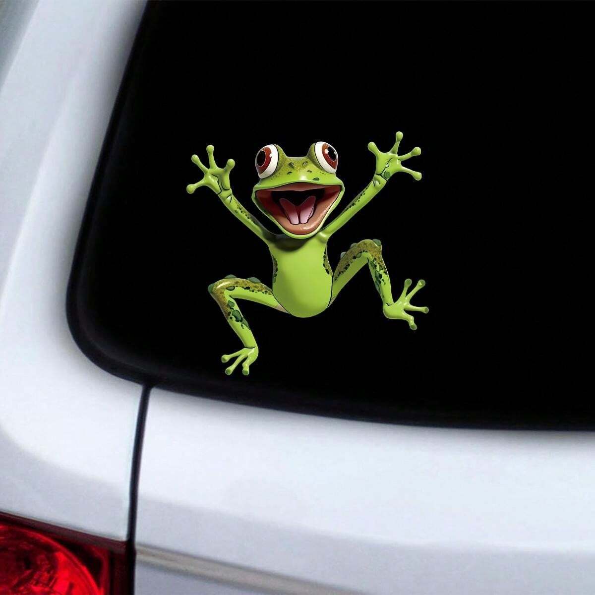 3pcs Funny Green Frog Car Sticker For Vehicles - Waterproof Decal For ...