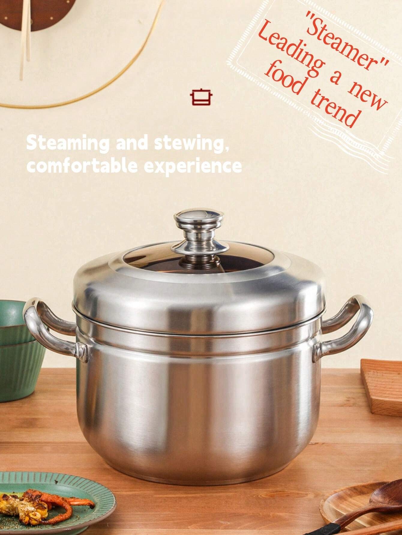 1-Layer Japanese Style Stainless Steel Steamer Pot, Multi-Use Steam Pot ...