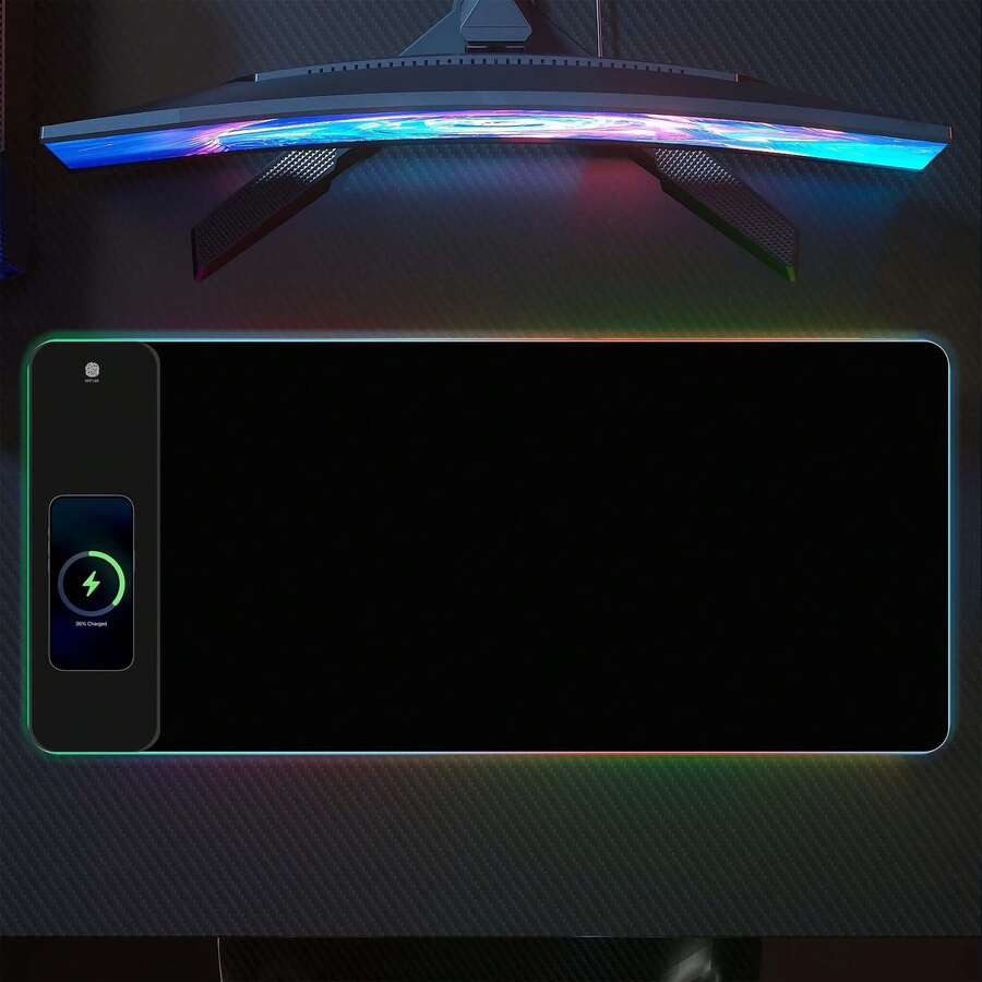 15W Fast Wireless Charging RGB Gaming Mouse Pad - 14 Light Modes ...