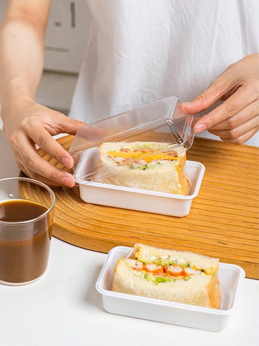 10pcs Rectangular Sandwich Packaging Box With Transparent Lid, Suitable ...
