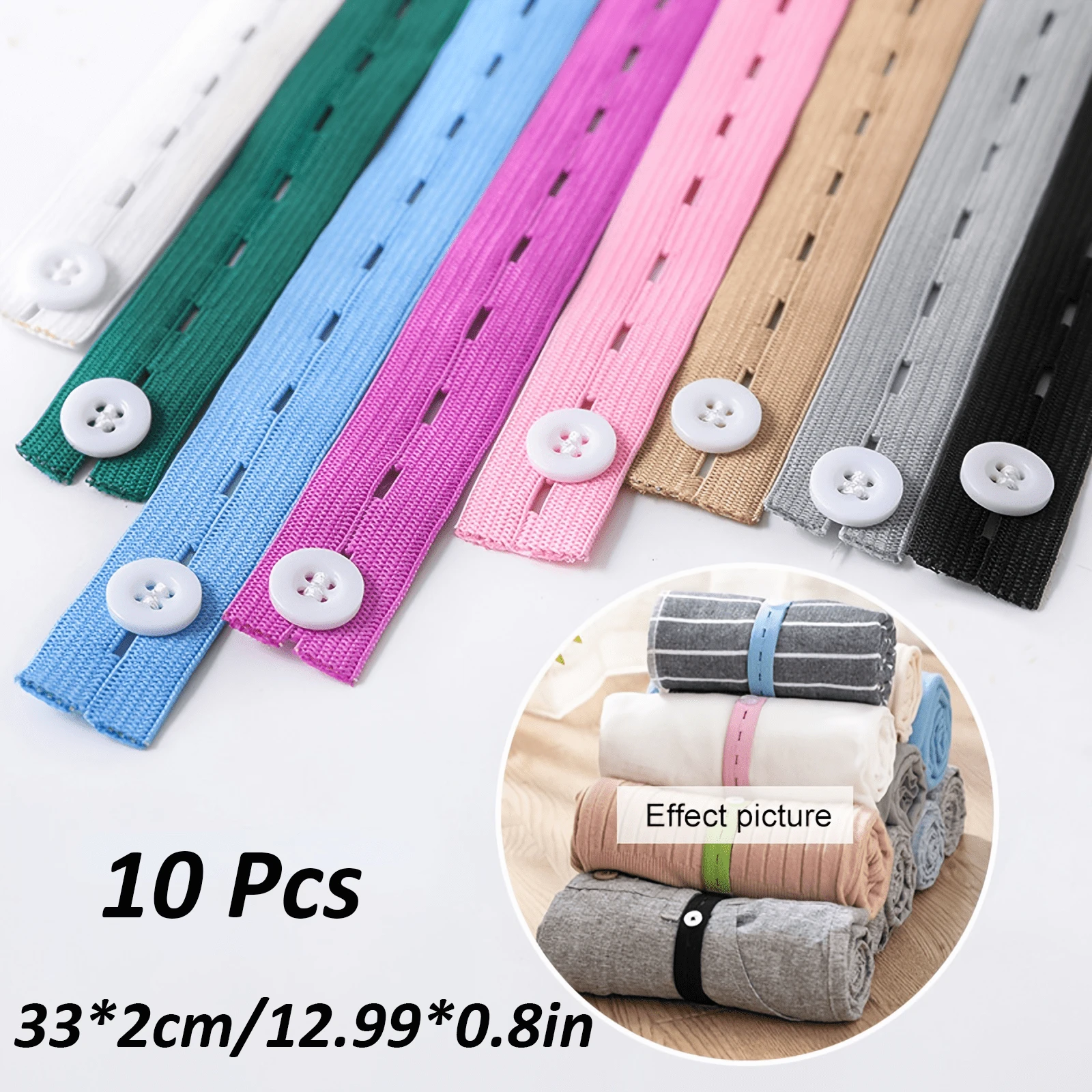 Clothes Binding Storage Strap, Elastic Band With Buttonholes, Closet ...