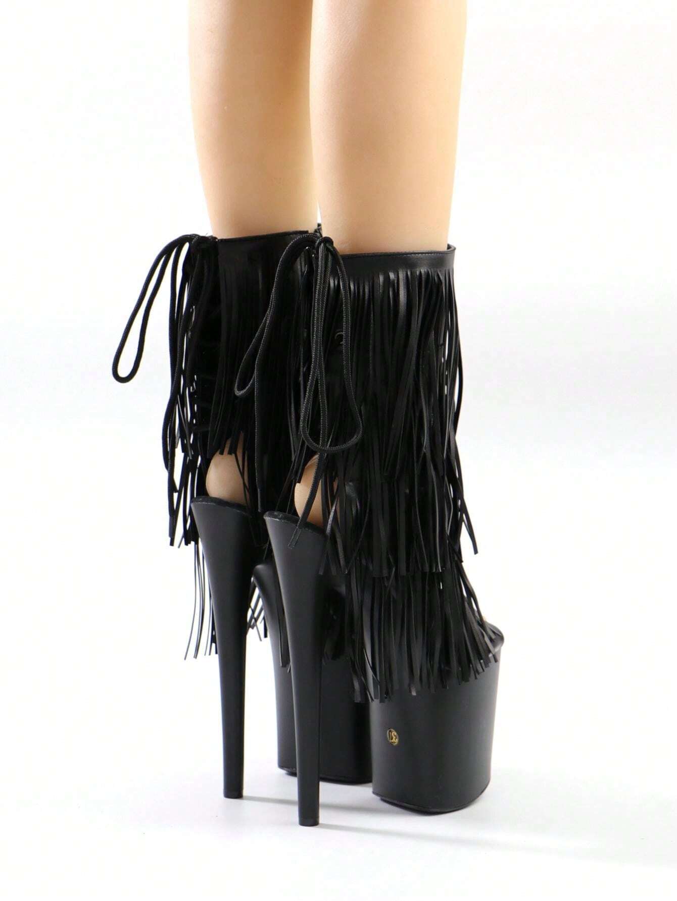 Women's Exotic Dance Shoes 8 Inch Matte Fringe High Heels 20cm ...