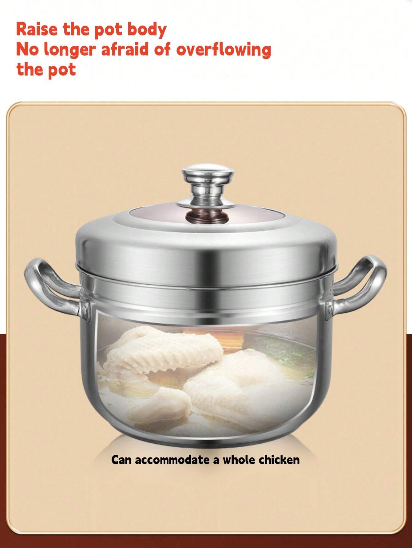 1-Layer Japanese Style Stainless Steel Steamer Pot, Multi-Use Steam Pot ...