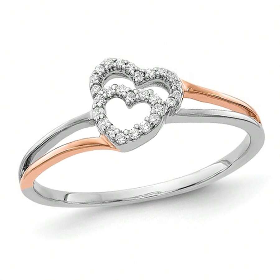 Gem And Harmony 1/10 Carat (Ctw) Diamond Heart Promise Ring In 14K ...