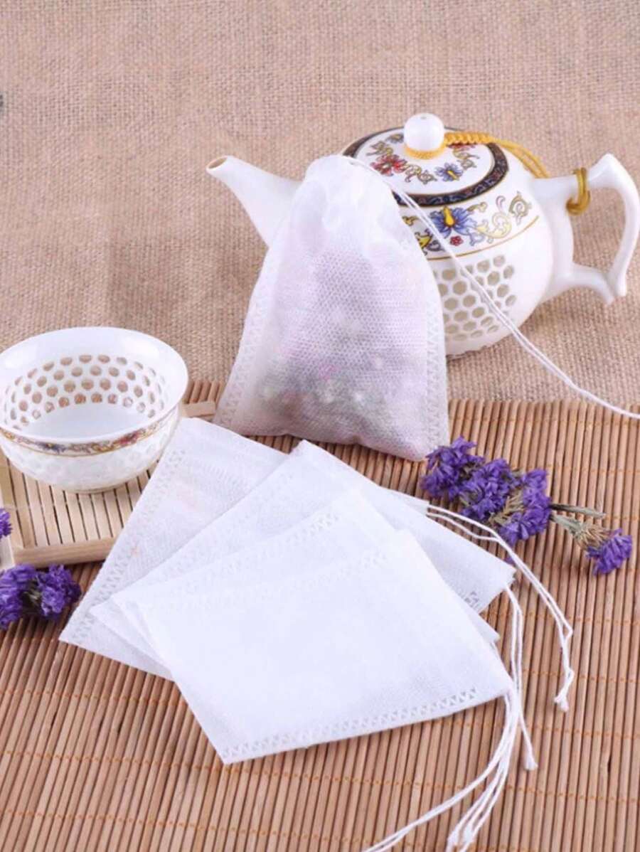 100-Piece Premium Disposable Tea Bags With Drawstring - Non-Woven ...