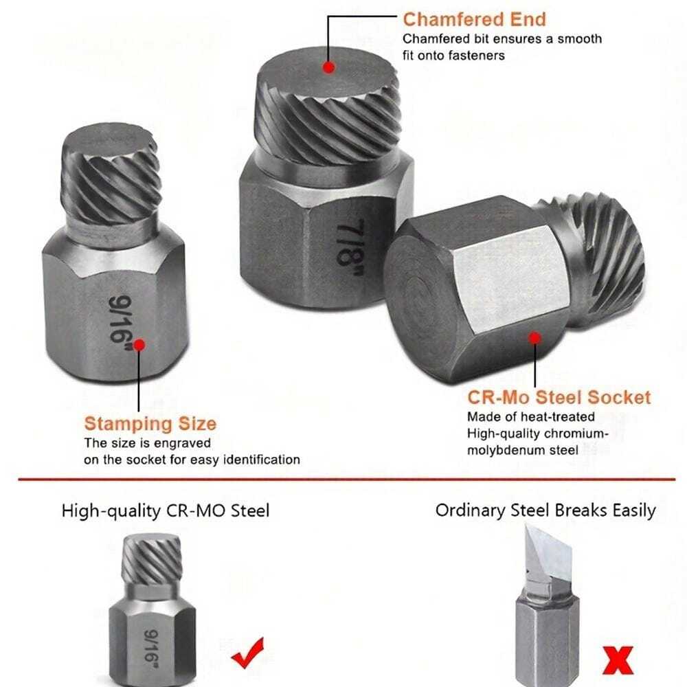 25PCS Screw Extractor Set, Hex Head Multi-Spline Easy Out Bolt ...