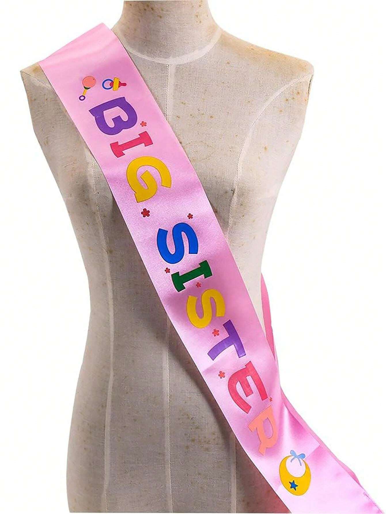 Big Sister Sash White Stain Baby Shower Sash For Baby Shower Big Sister ...
