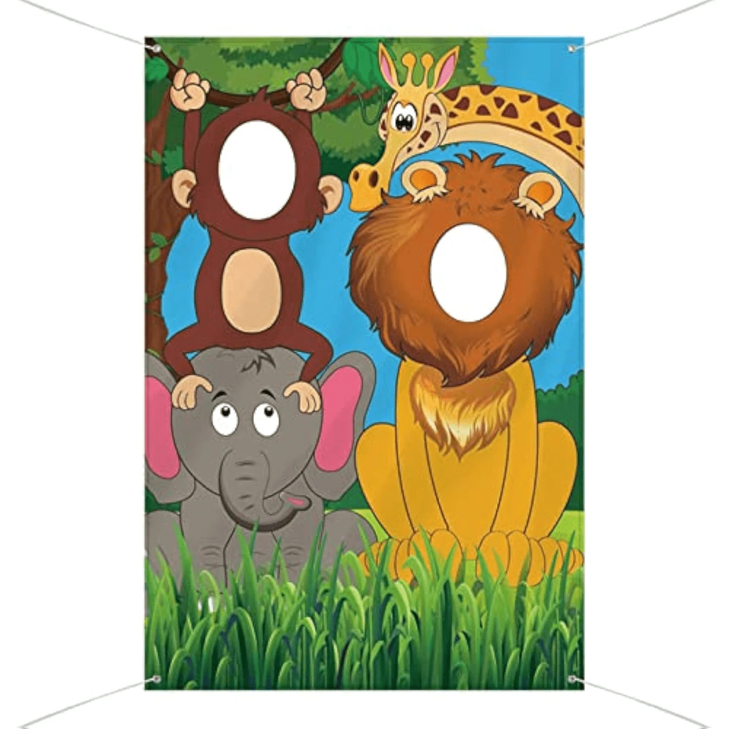 1pc Elephant Face Background Cloth Jungle Animal Face Game Background ...