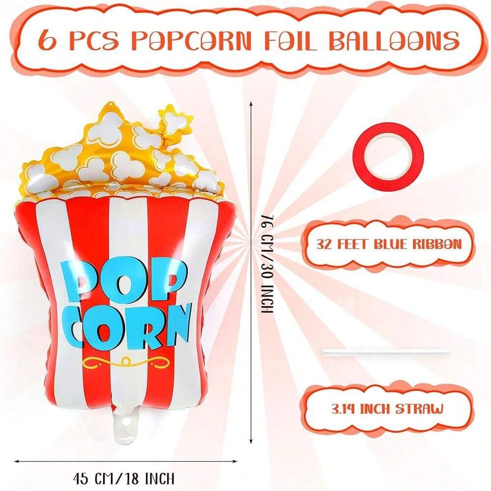 Giant Ice Cream Cone Balloon And Popcorn Balloon Set, Popcorn Movie ...