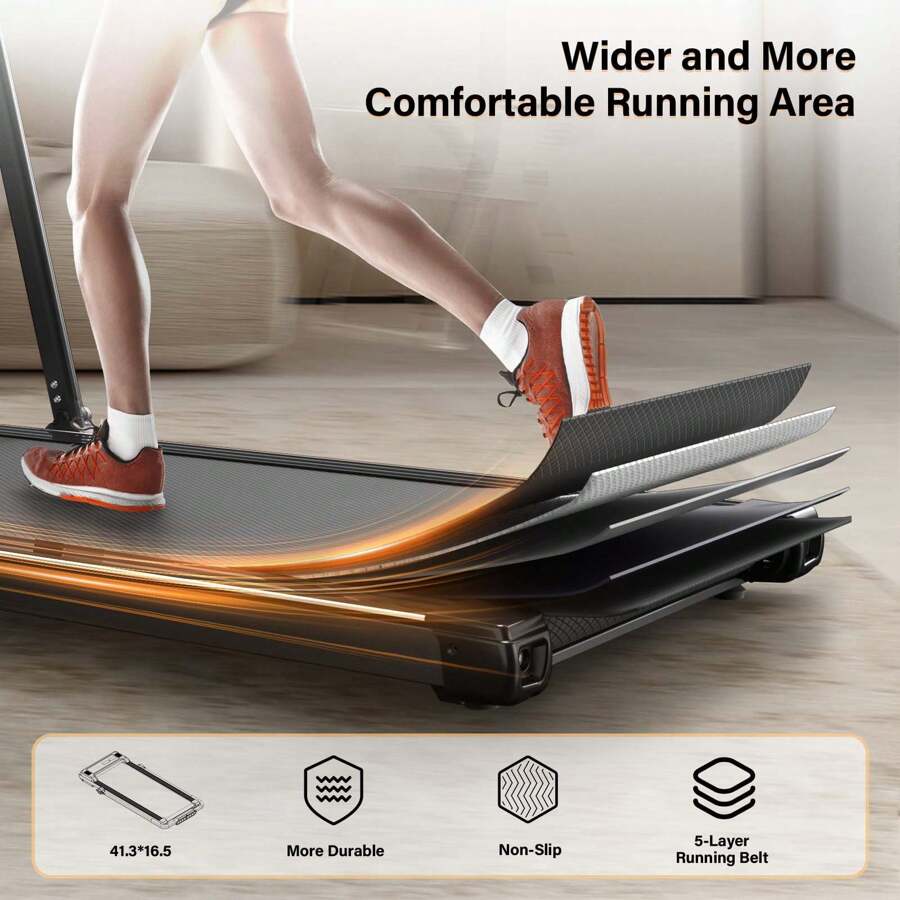 Wide Treadmill With Walking Pad And Handrail, 0.6 - 7.6 MPH, 2.5 HP ...