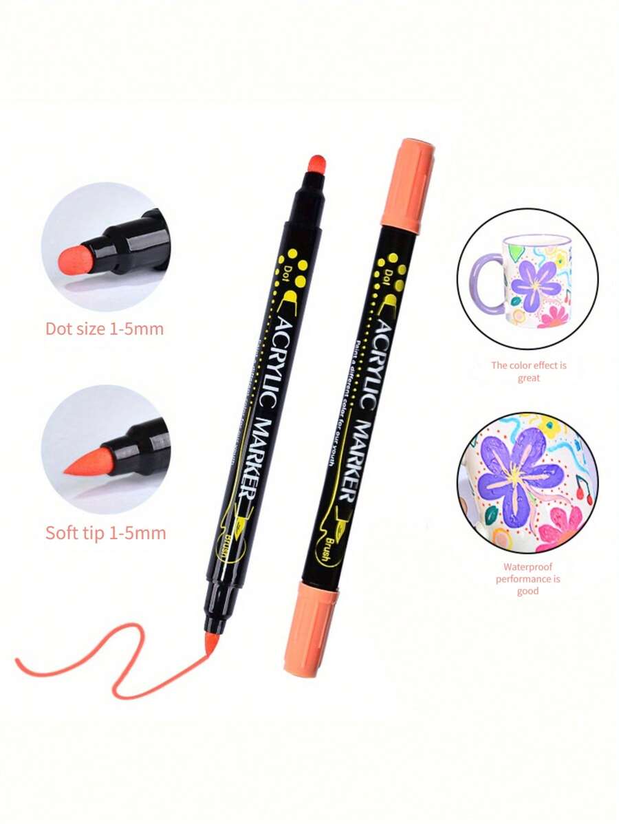 Guangna 6700 Acrylic Soft-Tip Double-Head Marker Pen Student Art ...