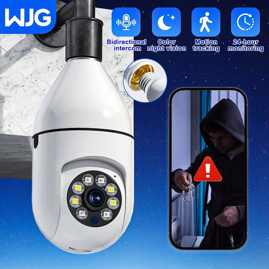 מצלמה אלחוטית WJG 1080P נורה אלחוטית, מצלמת אבטחה אלחוטית, מצלמת WIFI ...