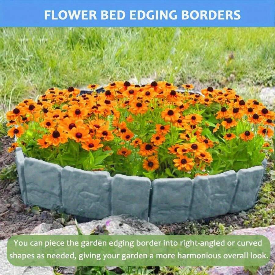 20pcs Flower Bed Edging Borders,Garden Landscape Edging Border, Imitation Stone Effect Garden ...