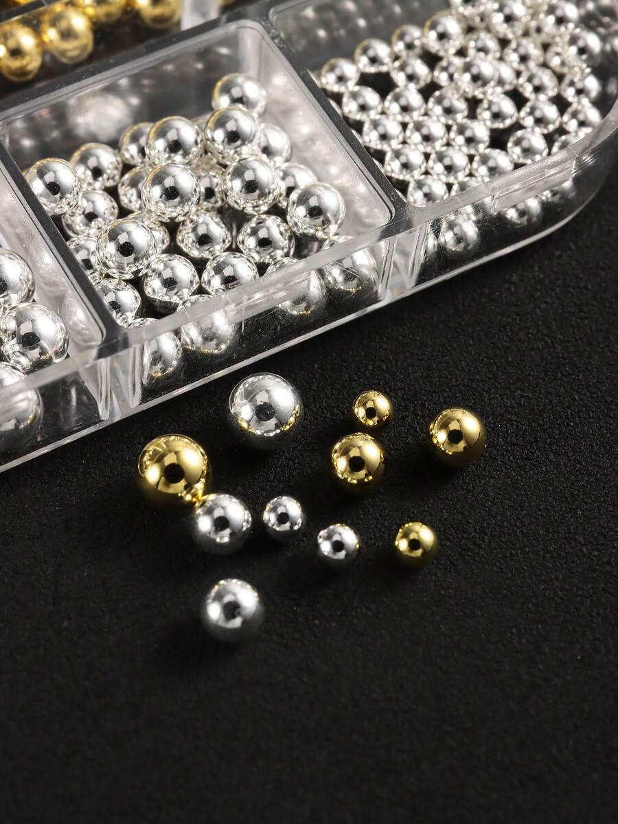 6Grids Gold Round Ball Beads Nail Art Decoration Metal Stainless Steel Ball Bead Steel Ball Nail ...