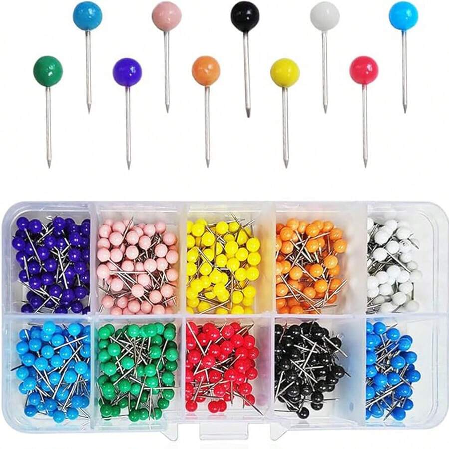 600 PCS Colored Push Pins Map Tacks, Map Push Pins, Short Map Pins ...