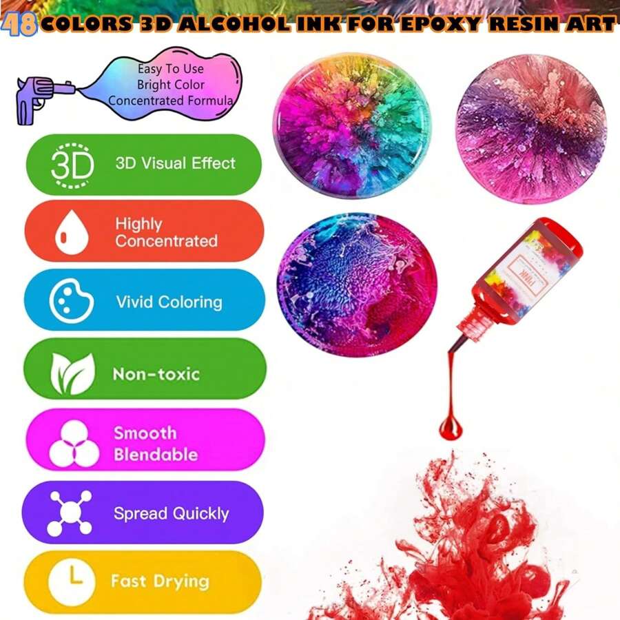 Alcohol Ink Set Epoxy Resin Dye- 18 Vibrant Colors High Concentrated ...