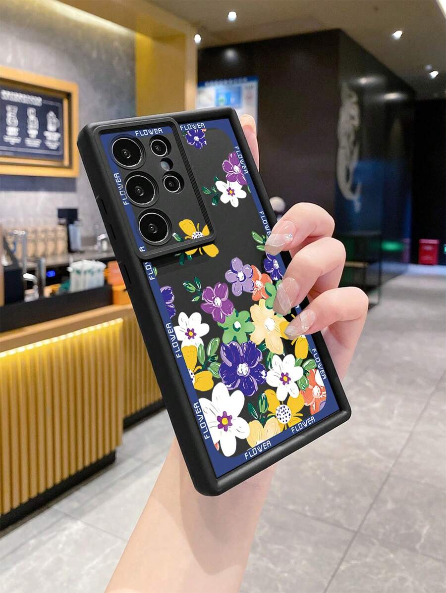 1pc Blue Ditsy Floral Camera Protection Phone Case Compatible With ...