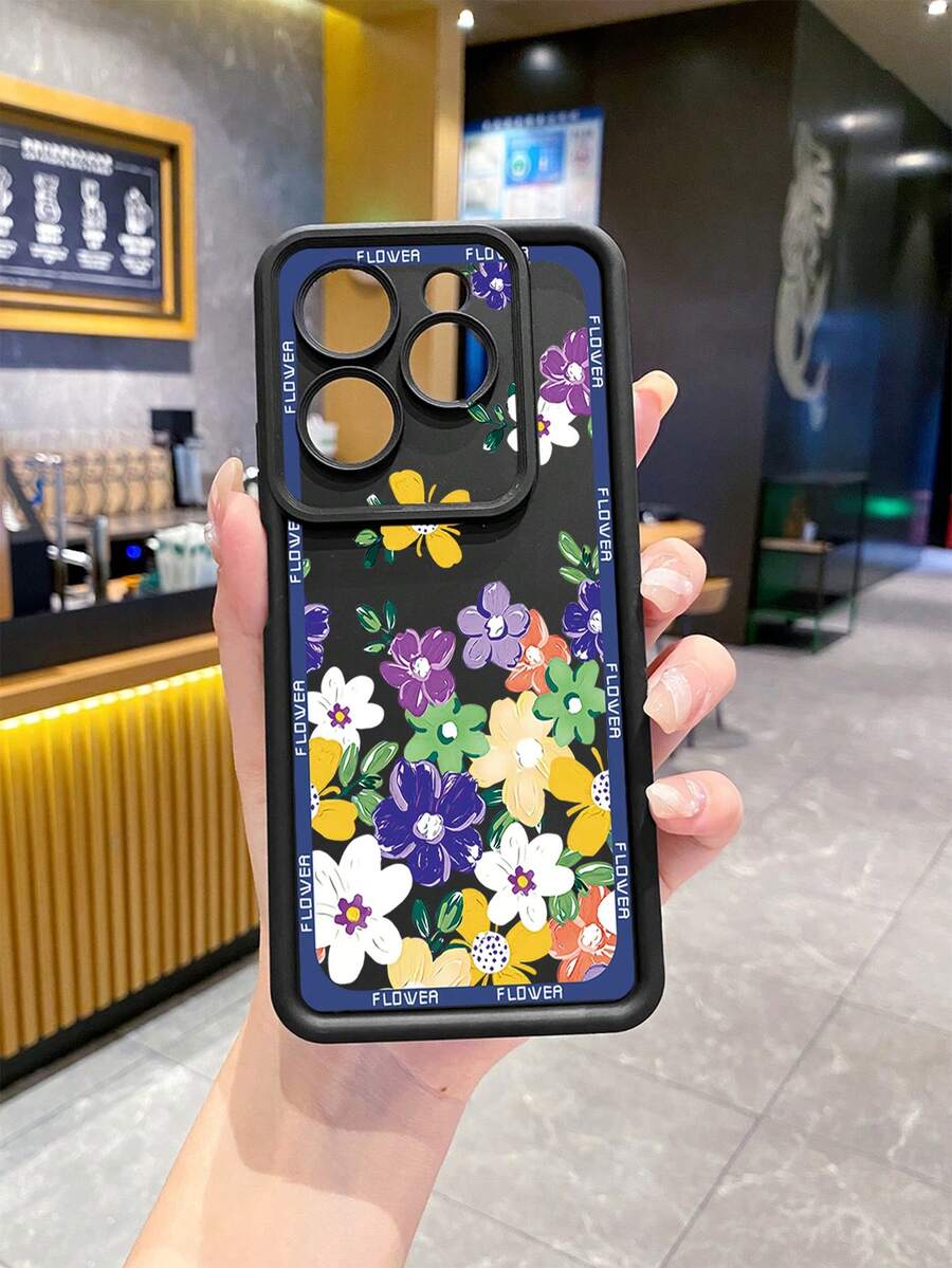 1pc Blue Ditsy Floral Camera Protection Phone Case Compatible With ...