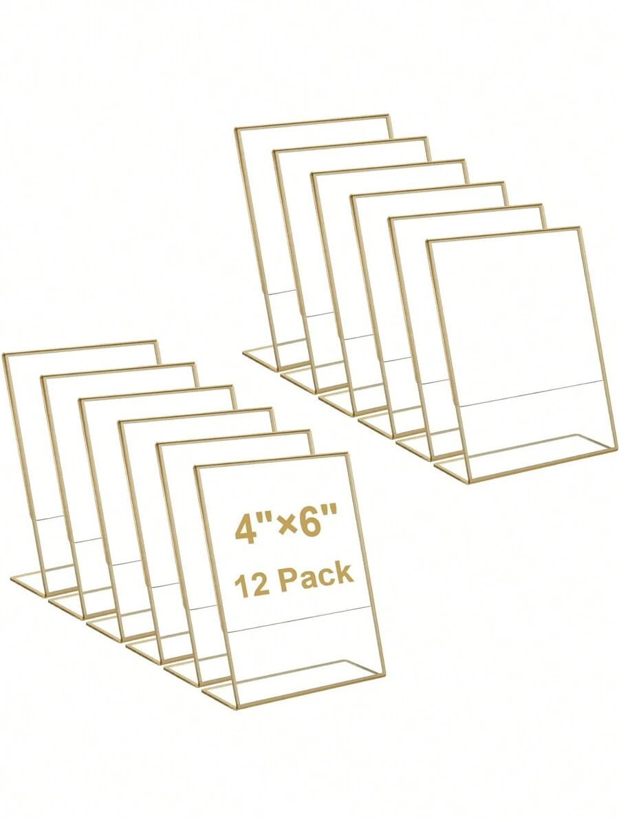 12 Pack Acrylic Sign Holder 4 X 6, Plastic Clear Sign Holder Paper ...