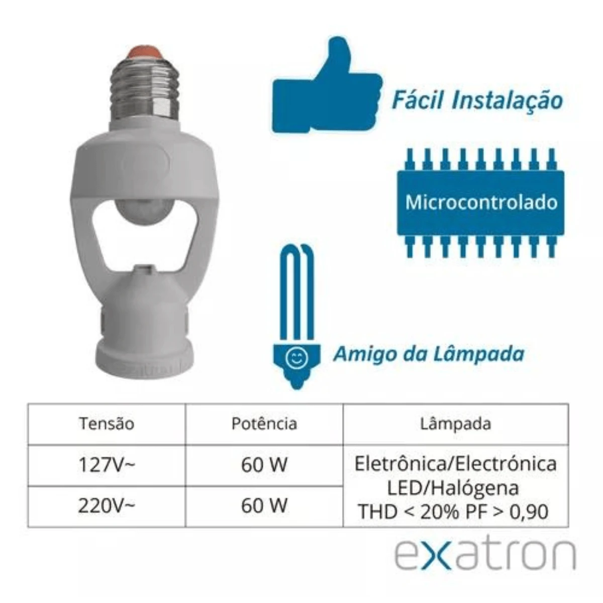 Kit 3 Sensor De Presença Fotocélula Soquete Bocal E27 Smart X Control ...