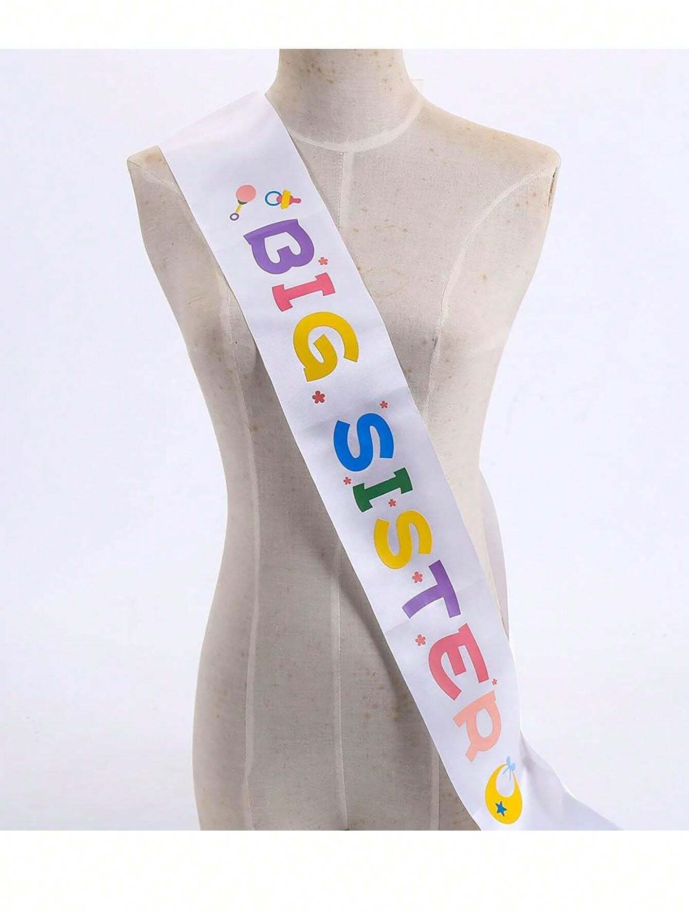 Big Sister Sash White Stain Baby Shower Sash For Baby Shower Big Sister ...