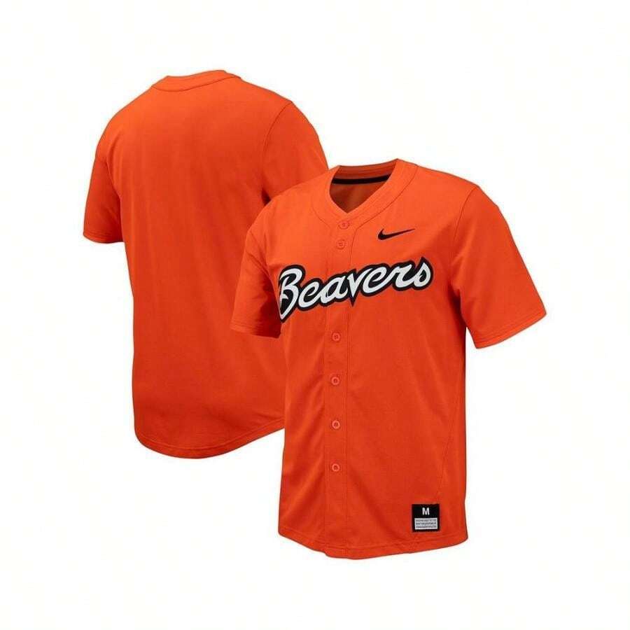 Nike Men's Orange Oregon State Beavers Replica Full-Button Baseb Jersey ...