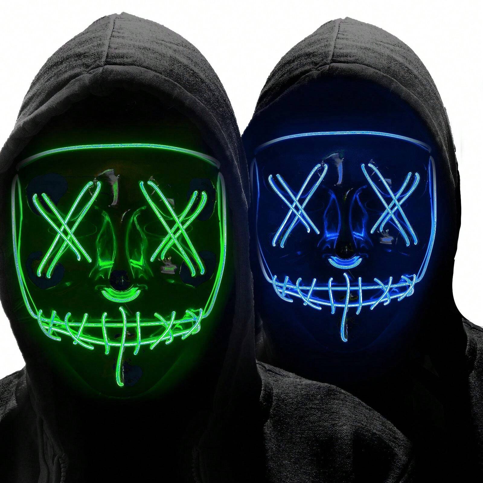 Fun Little Toys 2 Pcs Halloween Mask LED Light Up Mask, Scary Cosplay ...