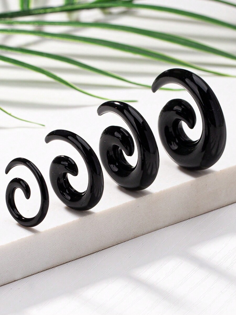 2 Pairs 6mm-12mm Acrylic Spiral Snail Ear Tapers Plugs Lobe Ear ...