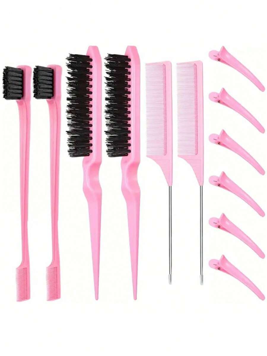 12 Pcs Hair Styling Comb Set Include Edge Brush & Rat Tail Comb,Hair ...