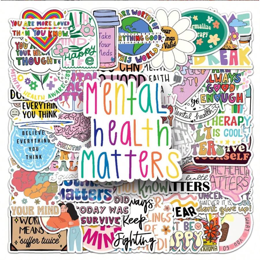 100 PCS Mental Health Stickers Mental Health Awareness Decals Vinyl ...