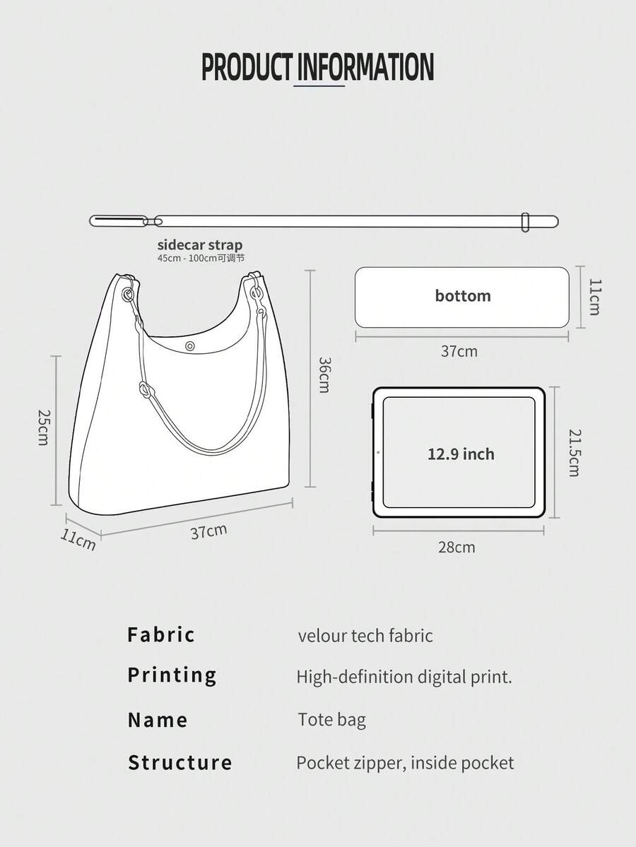 Ink Art Garden Original Design Canvas Tote Bag, White Rose Chinese ...