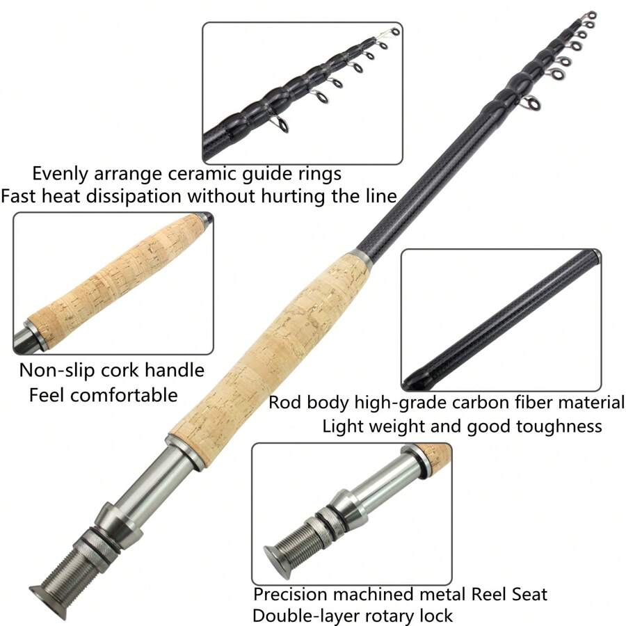 NEW Telescopic Fly Fishing Rod Portable Carbon UltraLight Fast Action ...