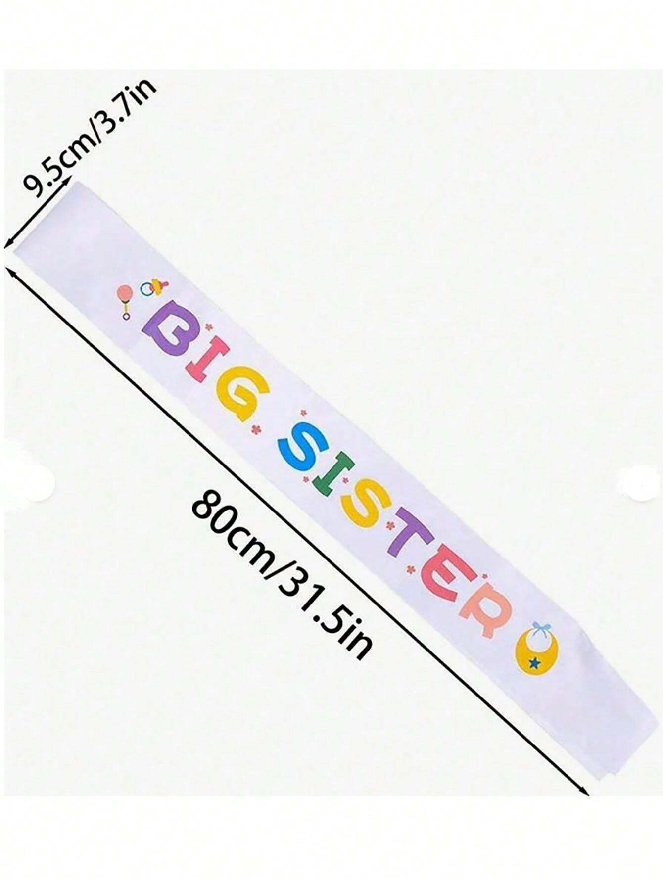 Big Sister Sash White Stain Baby Shower Sash For Baby Shower Big Sister ...