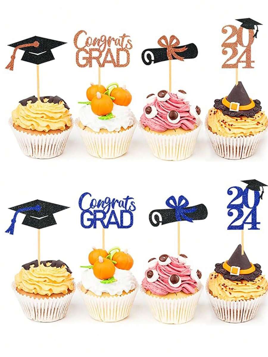 24Pcs Graduation Cupcake Toppers, Graduation Cupcake Picks For Cupcake ...